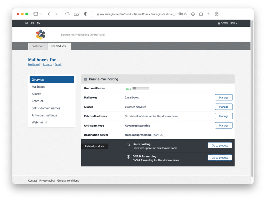 controlpanel-mailboxen-overview | Euregio.Net AG